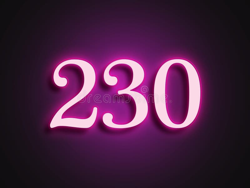 Pink Glowing Neon Light Text Effect of Number 230. Stock Image - Image ...