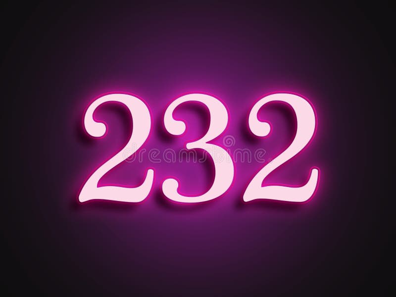 Pink Glowing Neon Light Text Effect of Number 232. Stock Image - Image ...