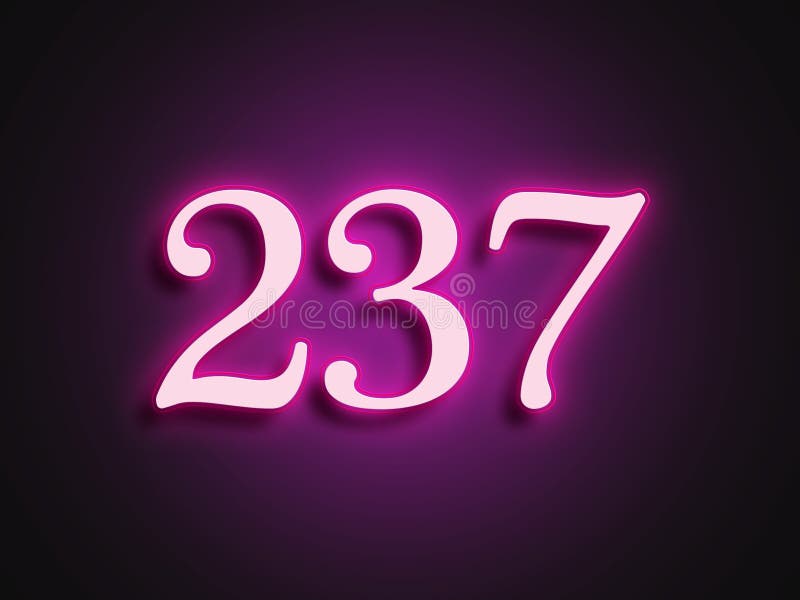 Pink Glowing Neon Light Text Effect of Number 237. Stock Photo - Image ...