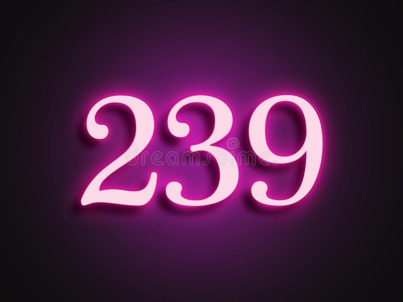 Pink Glowing Neon Light Text Effect of Number 239. Stock Image - Image ...