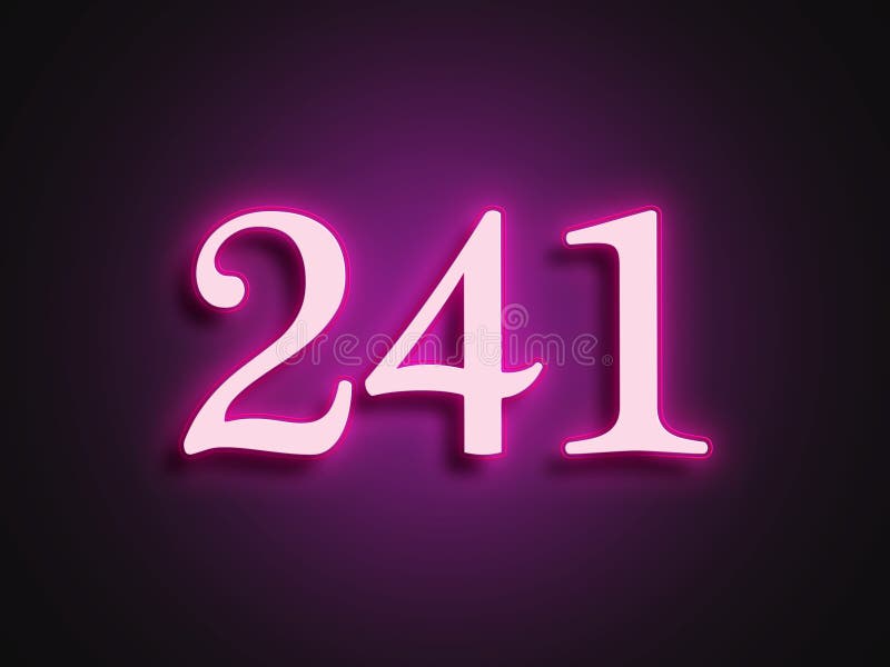 Pink Glowing Neon Light Text Effect of Number 241. Stock Image - Image ...