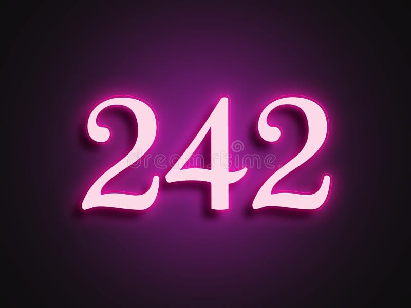 Pink Glowing Neon Light Text Effect of Number 242. Stock Image - Image ...