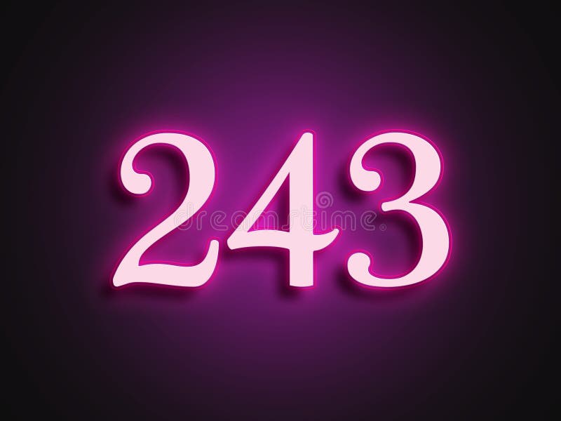Pink Glowing Neon Light Text Effect of Number 243. Stock Image - Image ...
