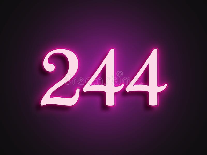 Pink Glowing Neon Light Text Effect of Number 244. Stock Photo - Image ...