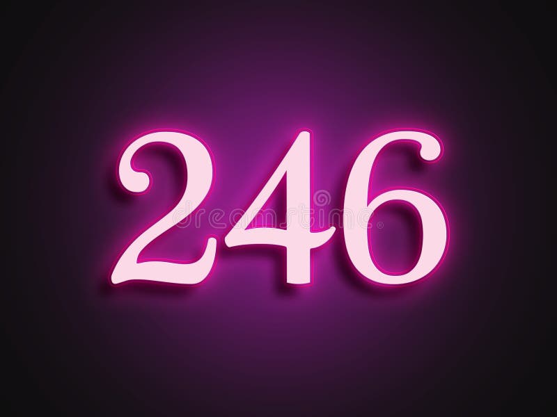 Pink Glowing Neon Light Text Effect of Number 246. Stock Image - Image ...