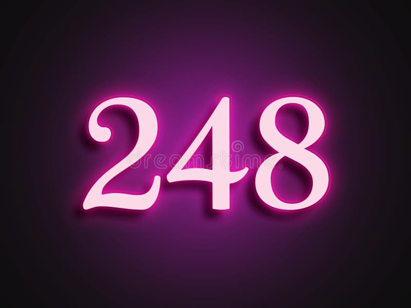 Pink Glowing Neon Light Text Effect of Number 248. Stock Image - Image ...