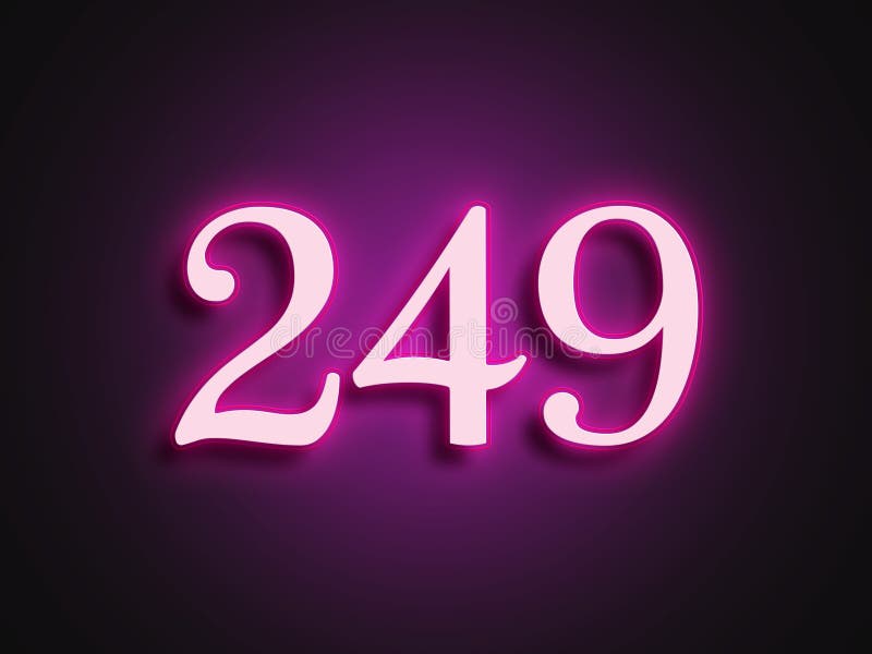 Pink Glowing Neon Light Text Effect of Number 249. Stock Photo - Image ...