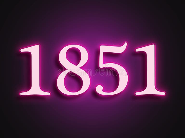 Pink Glowing Neon Light Text Effect of Number 1851. Stock Illustration ...