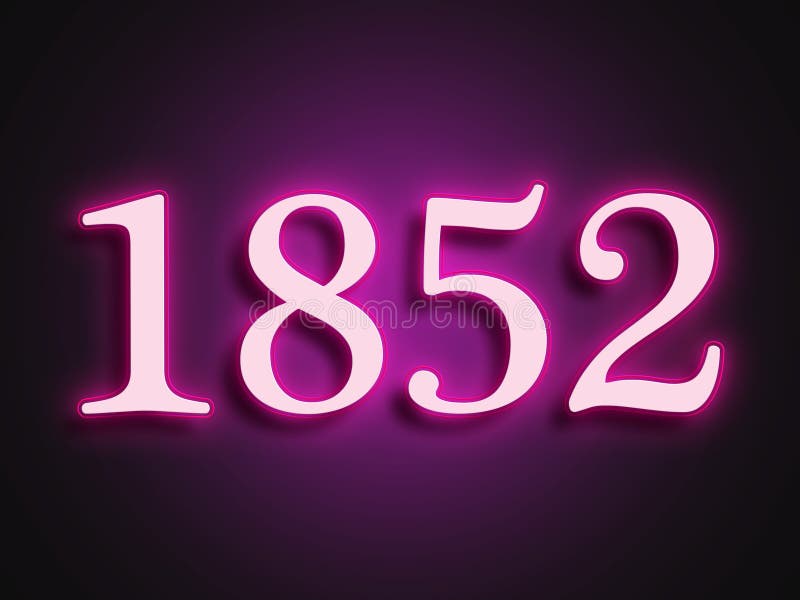 Pink Glowing Neon Light Text Effect of Number 1852. Stock Illustration ...