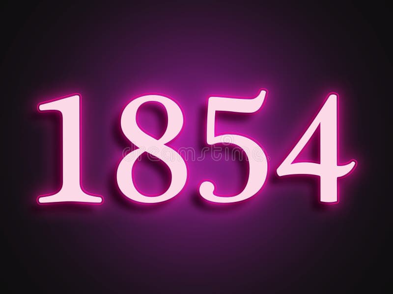 Pink Glowing Neon Light Text Effect of Number 1854. Stock Illustration ...
