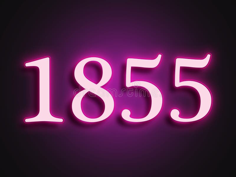 Pink Glowing Neon Light Text Effect of Number 1855. Stock Illustration ...