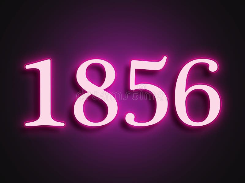 Pink Glowing Neon Light Text Effect of Number 1856. Stock Illustration ...