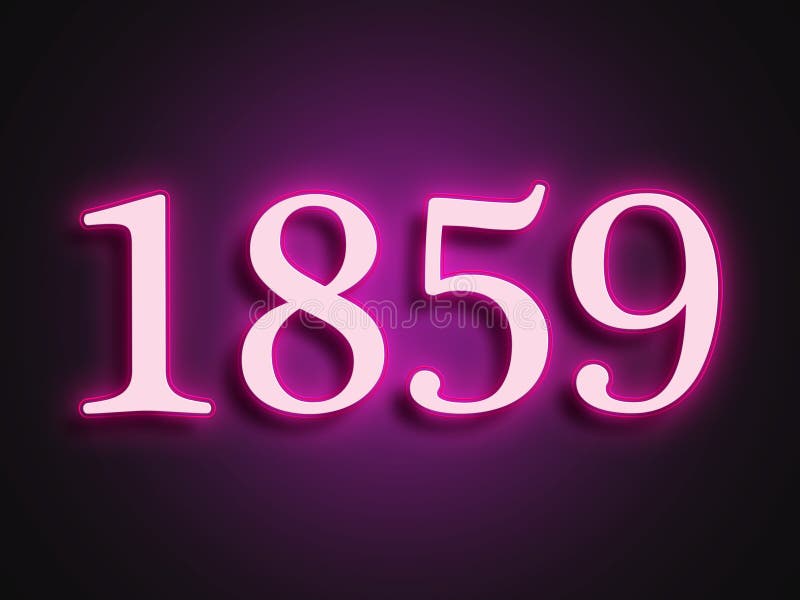 Pink Glowing Neon Light Text Effect of Number 1859. Stock Illustration ...