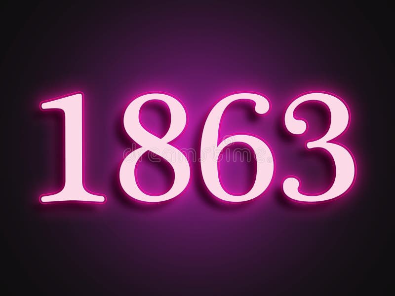 Pink Glowing Neon Light Text Effect of Number 1863. Stock Illustration ...