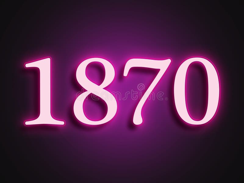 Pink Glowing Neon Light Text Effect of Number 1870. Stock Illustration ...