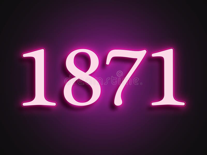 Pink Glowing Neon Light Text Effect of Number 1871. Stock Illustration ...