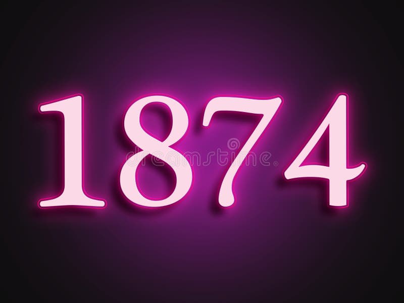 Pink Glowing Neon Light Text Effect of Number 1874. Stock Illustration ...