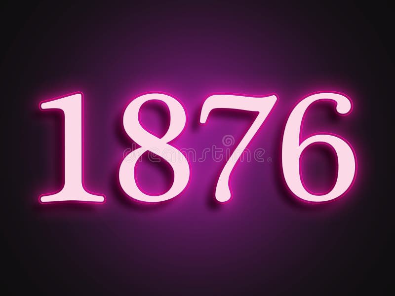 Pink Glowing Neon Light Text Effect of Number 1876. Stock Illustration ...