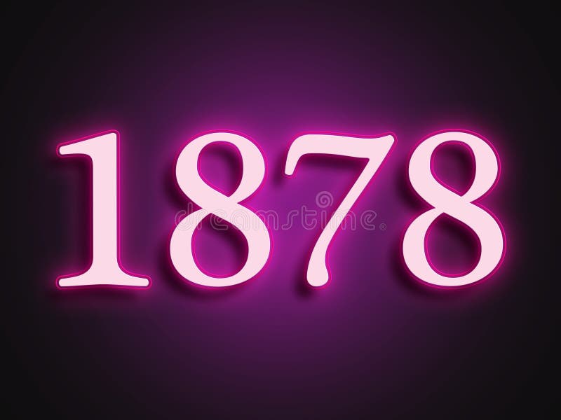 Pink Glowing Neon Light Text Effect of Number 1878. Stock Illustration ...