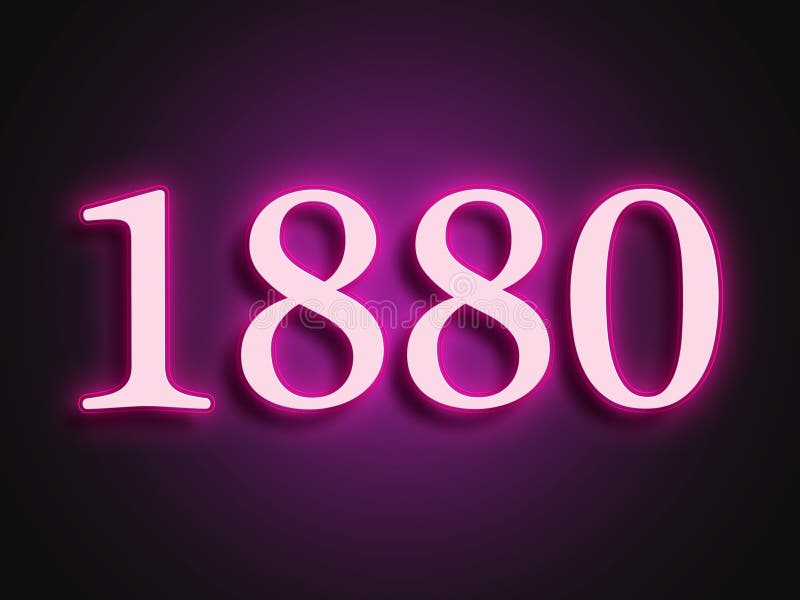 Pink Glowing Neon Light Text Effect of Number 1880. Stock Illustration ...