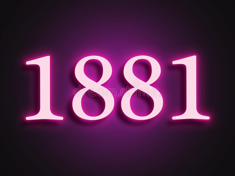 Pink Glowing Neon Light Text Effect of Number 1881. Stock Illustration ...