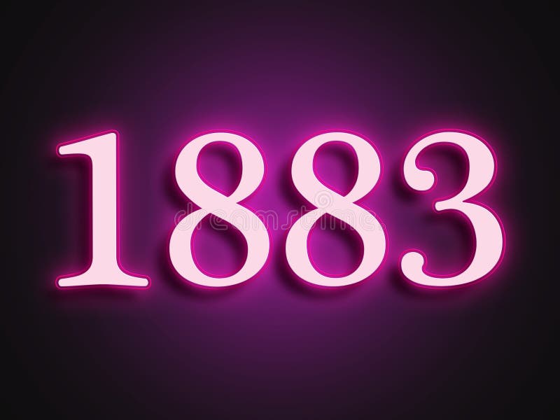 Pink Glowing Neon Light Text Effect of Number 1883. Stock Illustration ...