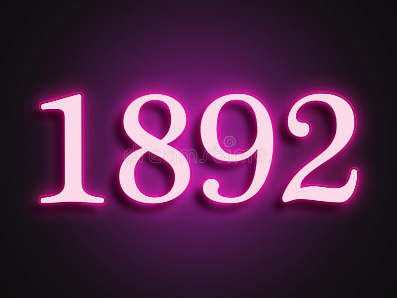 Pink Glowing Neon Light Text Effect of Number 1892. Stock Illustration ...