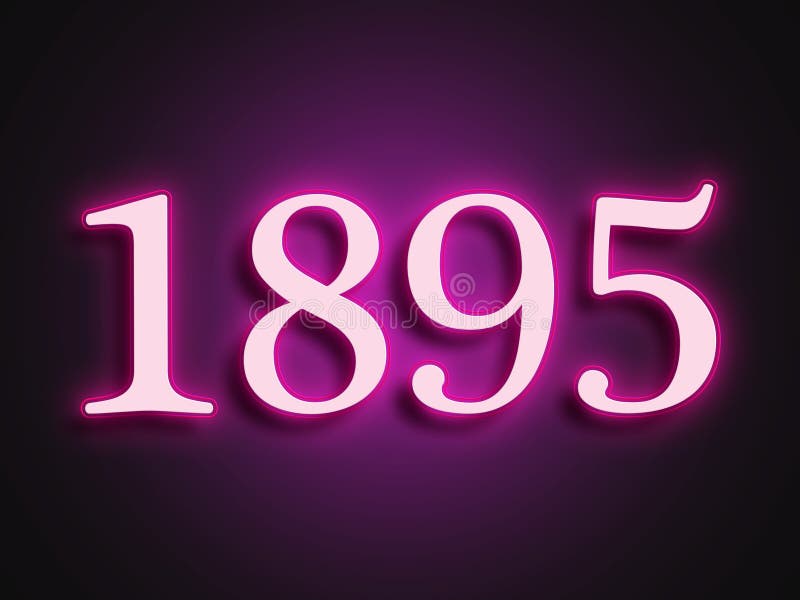 Pink Glowing Neon Light Text Effect of Number 1895. Stock Illustration ...