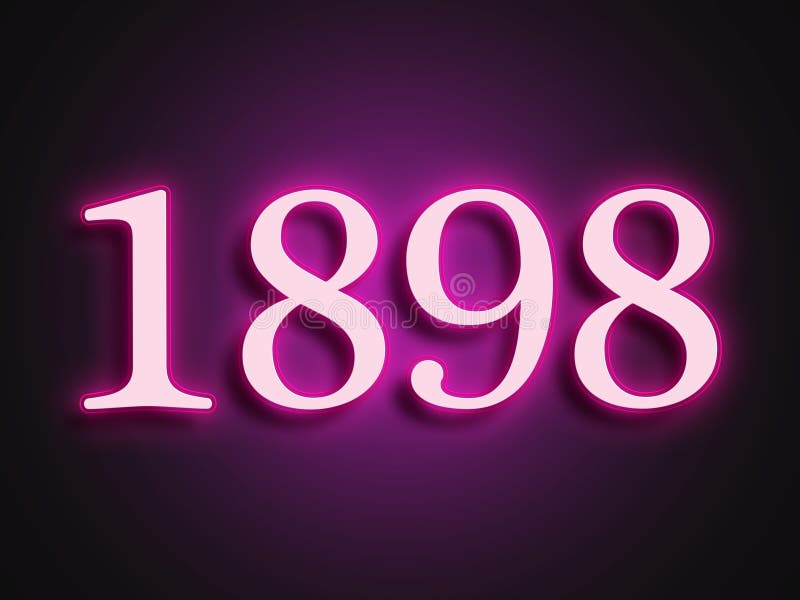 Pink Glowing Neon Light Text Effect of Number 1898. Stock Illustration ...