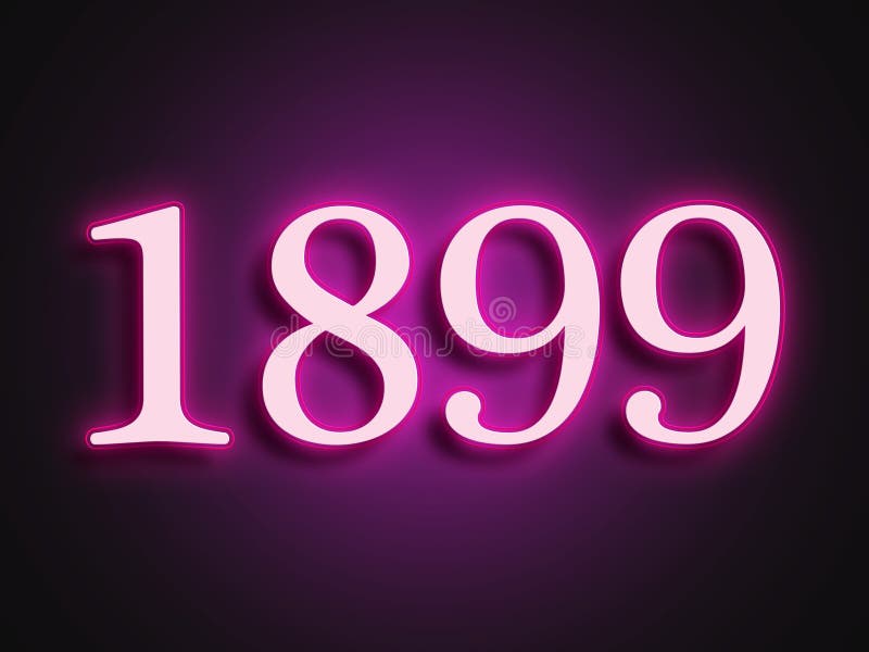 Pink Glowing Neon Light Text Effect of Number 1899. Stock Image - Image ...