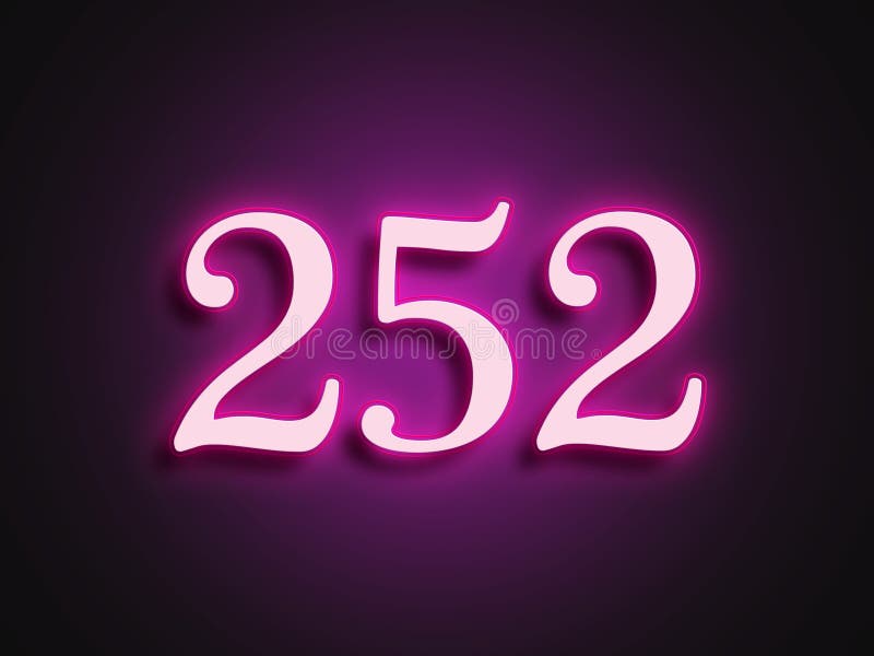 Pink Glowing Neon Light Text Effect of Number 252. Stock Image - Image ...
