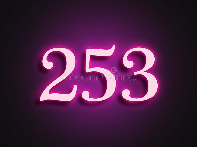 Pink Glowing Neon Light Text Effect of Number 253. Stock Image - Image ...