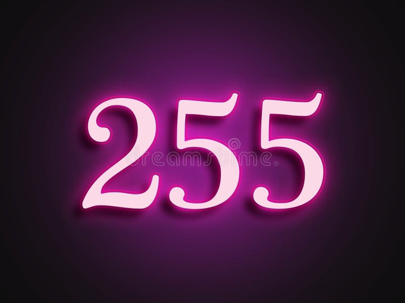 Pink Glowing Neon Light Text Effect of Number 255. Stock Photo - Image ...