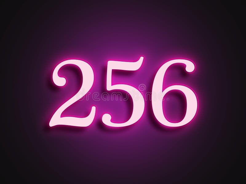 Pink Glowing Neon Light Text Effect of Number 256. Stock Photo - Image ...