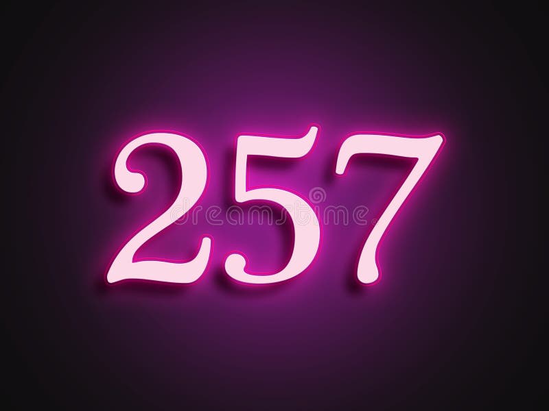 Pink Glowing Neon Light Text Effect of Number 257. Stock Image - Image ...