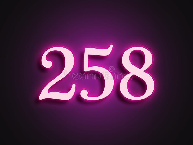 Pink Glowing Neon Light Text Effect of Number 258. Stock Image - Image ...
