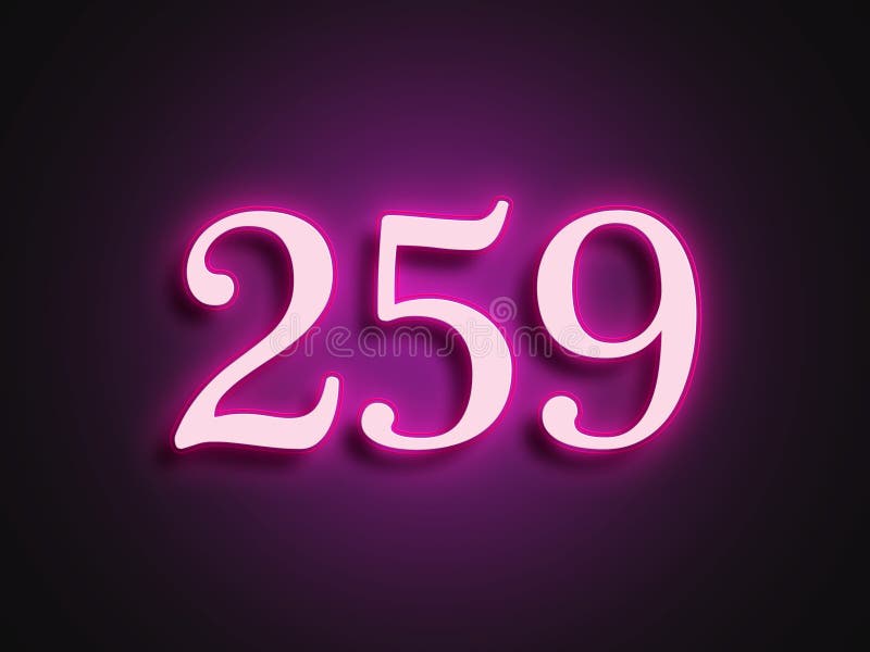 Pink Glowing Neon Light Text Effect of Number 259. Stock Image - Image ...