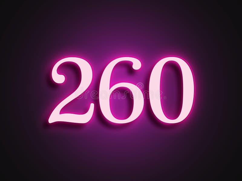 Pink Glowing Neon Light Text Effect of Number 260. Stock Photo - Image ...