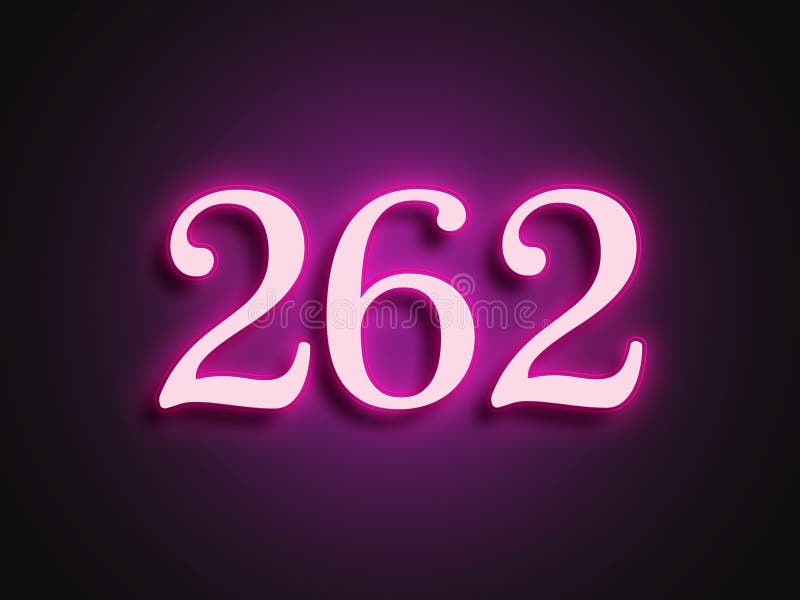 Pink Glowing Neon Light Text Effect of Number 262. Stock Illustration ...