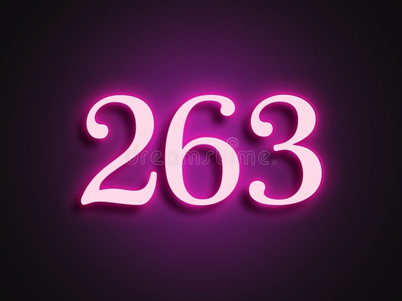 Pink Glowing Neon Light Text Effect of Number 263. Stock Image - Image ...