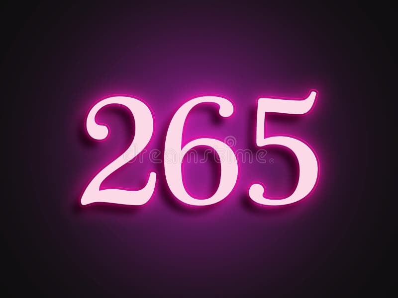 Pink Glowing Neon Light Text Effect of Number 265. Stock Image - Image ...