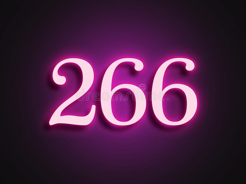 Pink Glowing Neon Light Text Effect of Number 266. Stock Photo - Image ...
