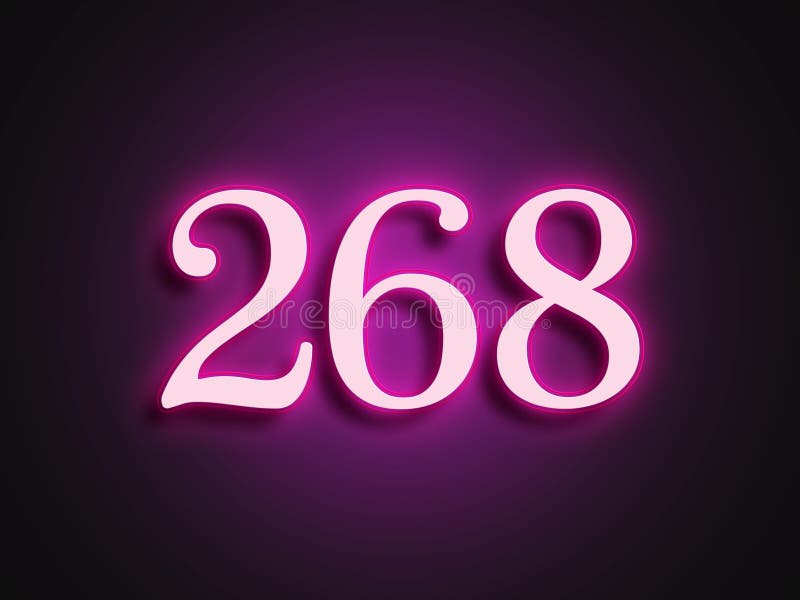 Pink Glowing Neon Light Text Effect of Number 268. Stock Photo - Image ...
