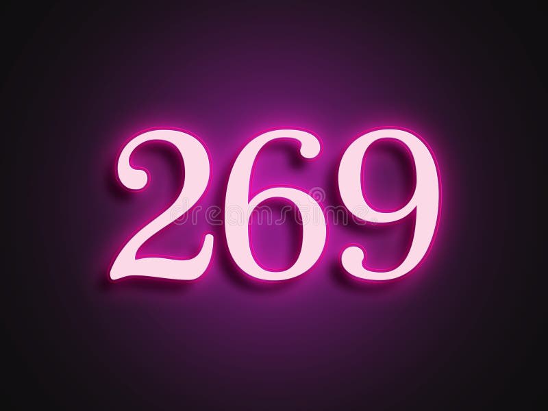 Pink Glowing Neon Light Text Effect of Number 269. Stock Image - Image ...