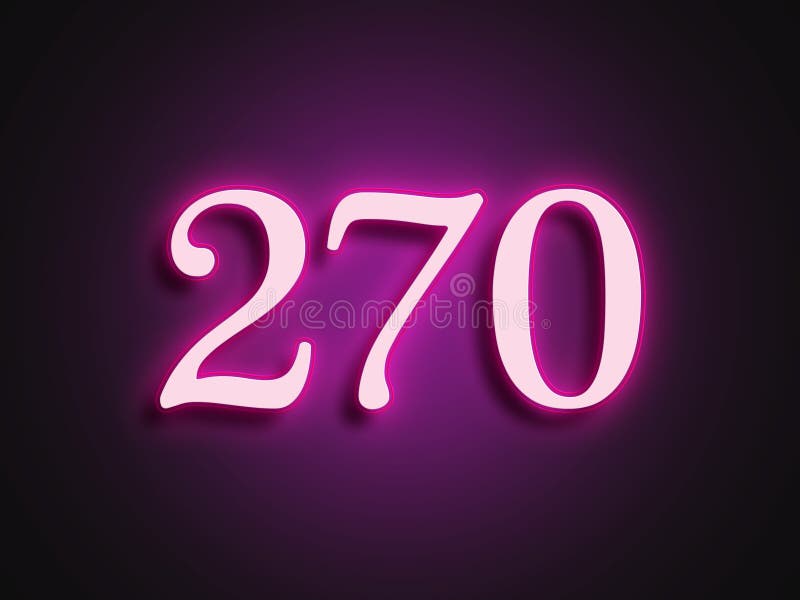 Pink Glowing Neon Light Text Effect of Number 270. Stock Photo - Image ...