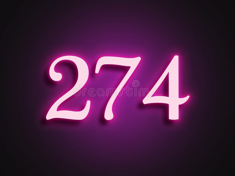 Pink Glowing Neon Light Text Effect of Number 274. Stock Image - Image ...
