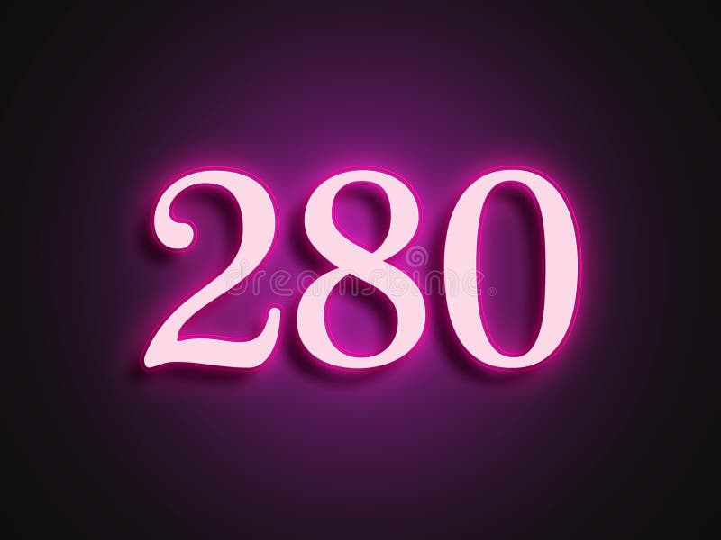 Pink Glowing Neon Light Text Effect of Number 280. Stock Photo - Image ...