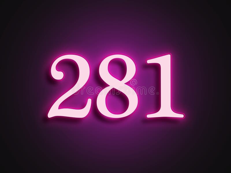 Pink Glowing Neon Light Text Effect of Number 281. Stock Photo - Image ...