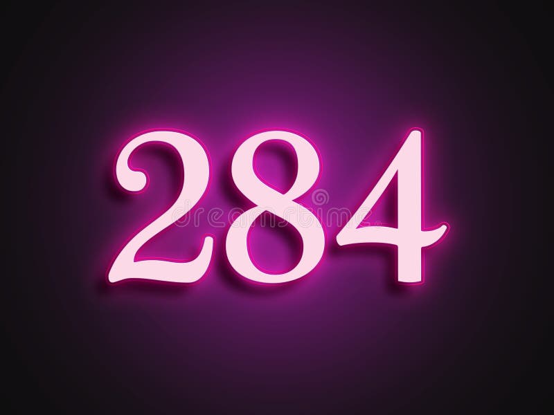 Pink Glowing Neon Light Text Effect of Number 284. Stock Image - Image ...