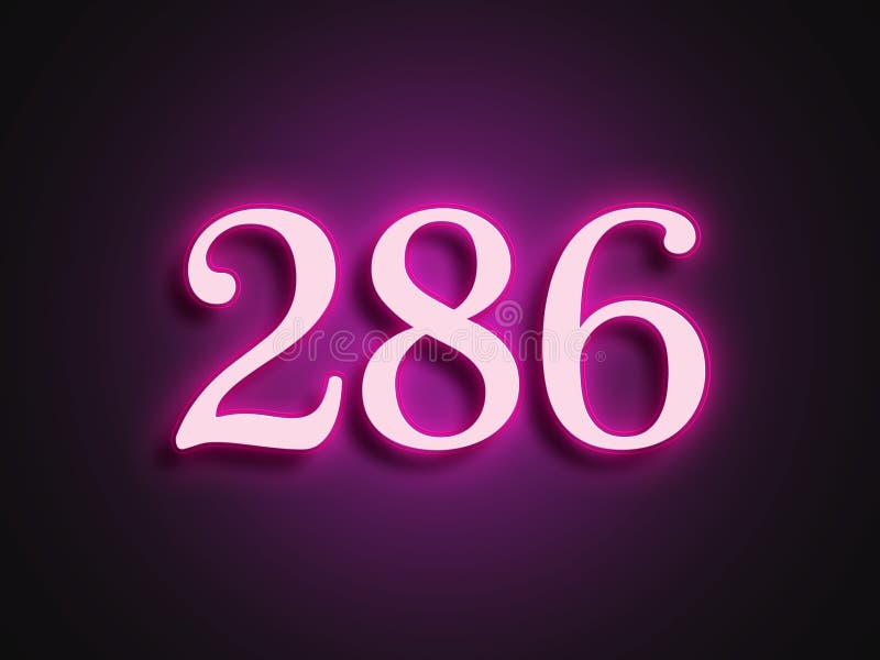 Pink Glowing Neon Light Text Effect of Number 286. Stock Image - Image ...